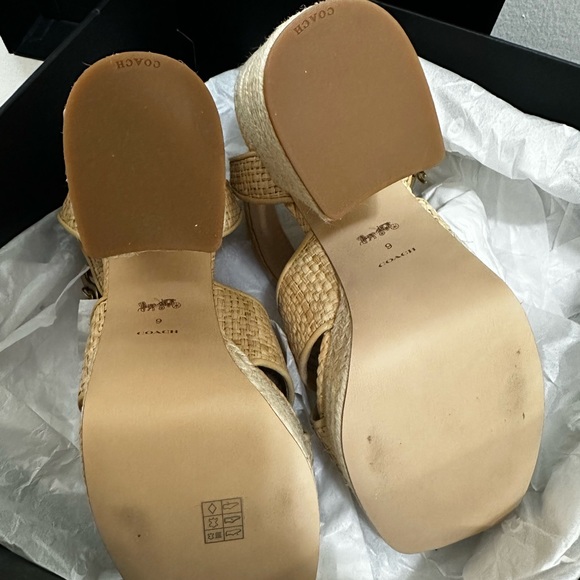 Coach | Shoes | Coach Womens Nelly Raffia Platform Sandals 9 | Poshmark